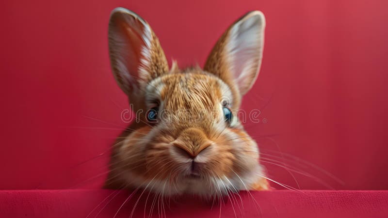 Playful Easter Bunny on Vibrant Red Background Stock Video - Video of ...