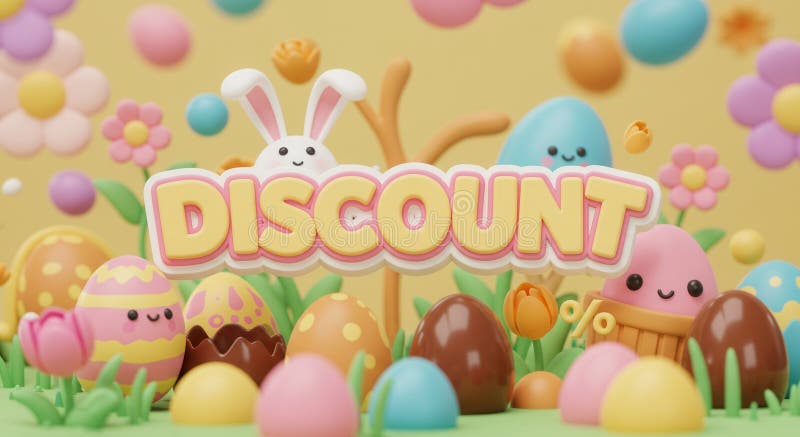 Playful Easter-themed Discount Graphic with Colorful Eggs and Cute ...