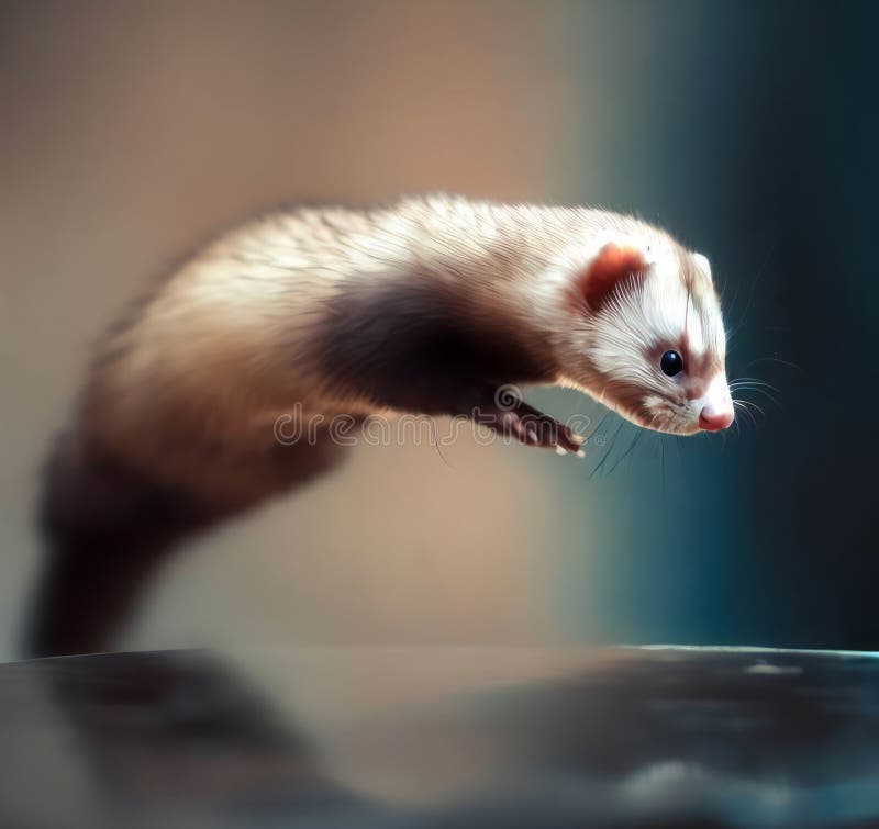 Ferret in Mid-Air stock illustration. Illustration of snout - 341473670