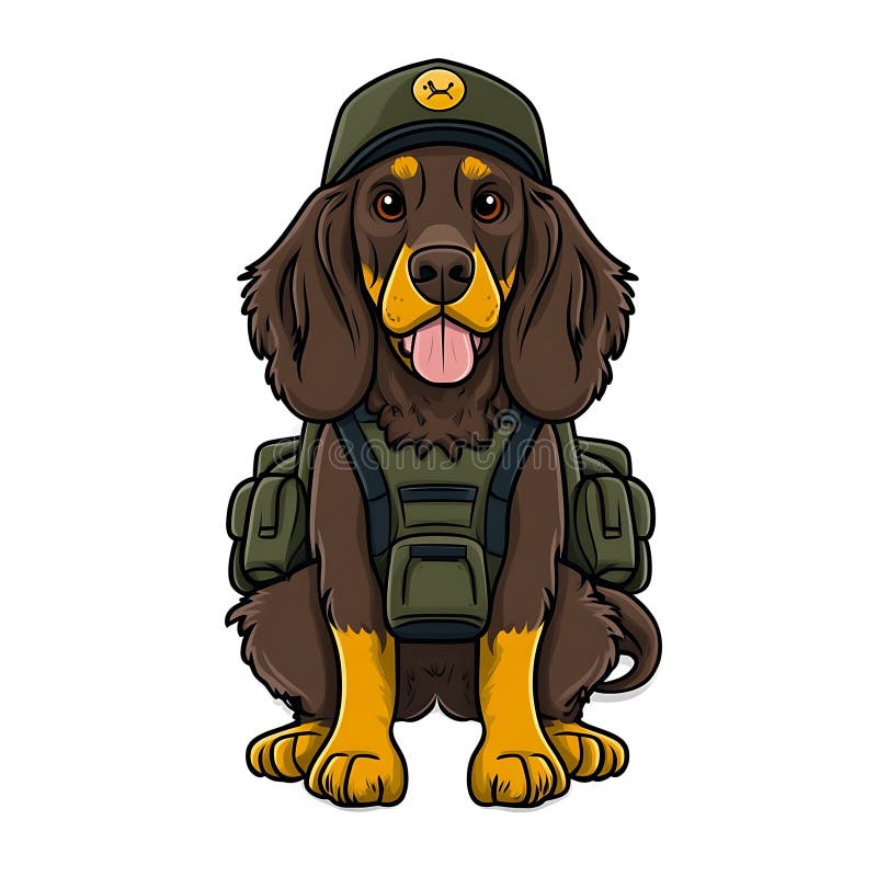 Field Spaniel in Nature Explorer Outfit Stock Illustration ...