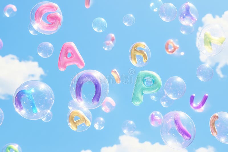 Playful Floating Letters in a Clear Sky Create a Cheerful Preschool ...
