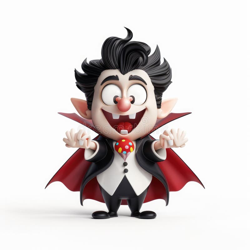 Vampire Enjoying Candy in 3D Render Style on White Background ...