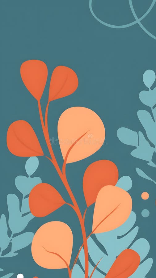 Playful Garden Art: Animated Leaves and Waves in Light Teal Stock ...