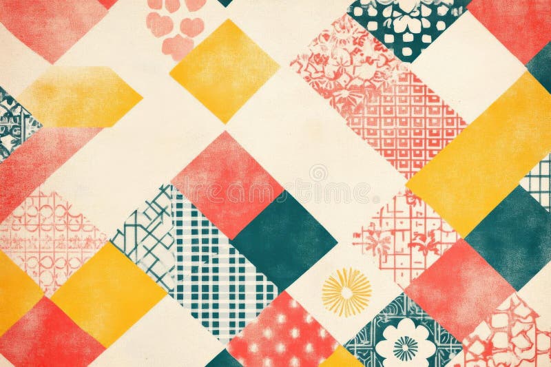 Playful Geometric Composition Featuring Squares with Varied Patterns ...