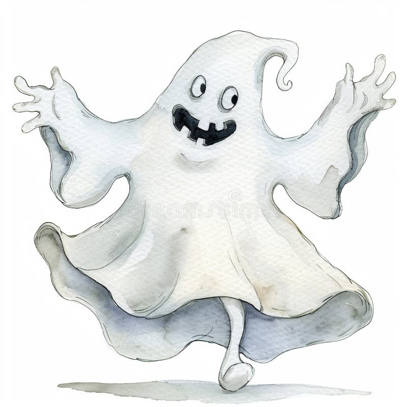 A Playful Ghost Character Dances Joyfully, Perfect for Halloween Themes ...