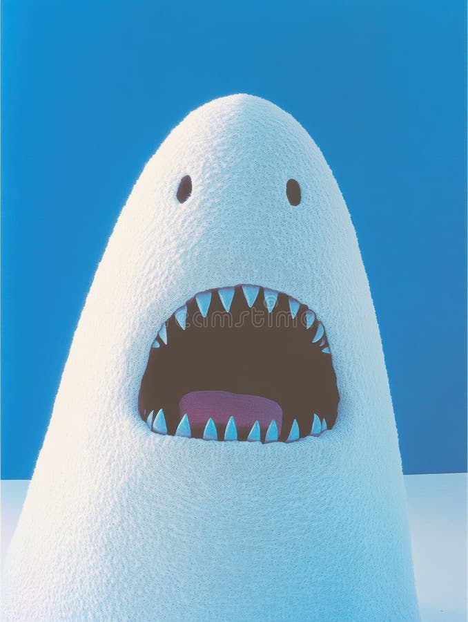 Playful, Ghost-like Figure with Sharp Teeth and Tiny Eyes, Blending ...