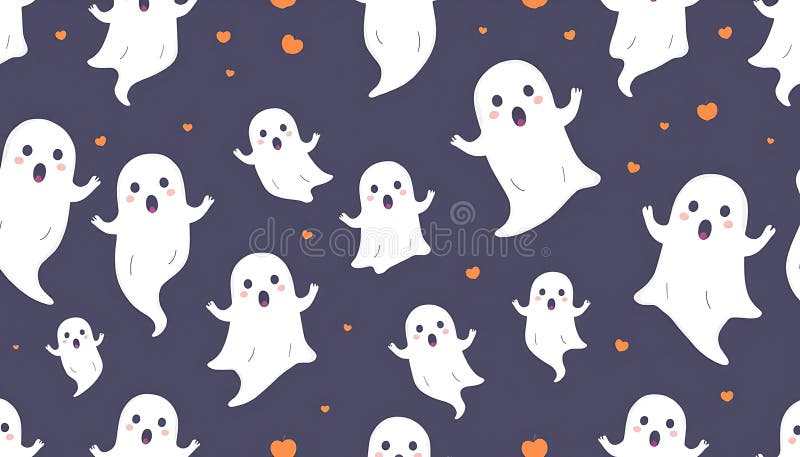 Ghost Pattern on Purple, Halloween Theme Design, Spooky Background, Stock Photo, Generative AI ...