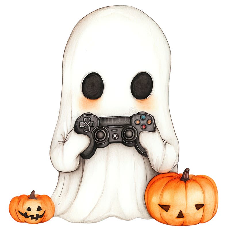 Playful Ghost Trying To Play Video Games is Holding a Controller Stock ...