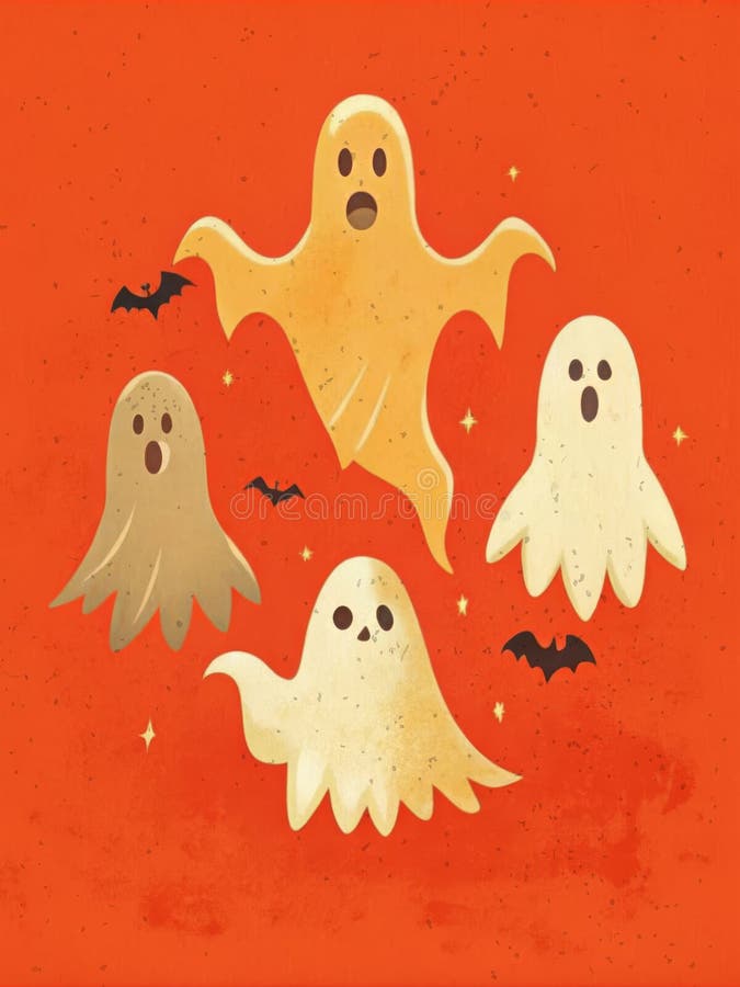Playful Ghosts Enjoying Halloween Night Stock Illustration ...