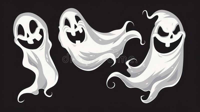 Playful Ghosts Expressing Different Emotions - Ghost Cartoon Characte ...
