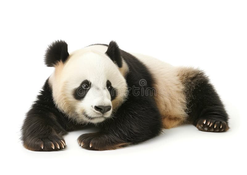 Playful Panda Lying Down on White Surface Stock Image - Image of ...