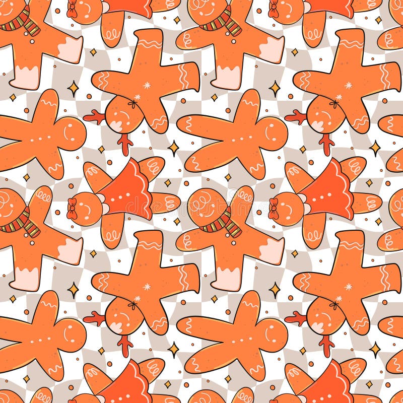Playful Gingerbread Cookie Seamless Pattern with Festive Characters ...