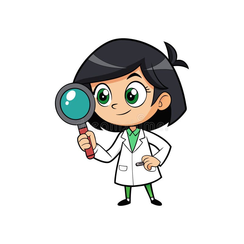 Playful Girl with Magnifying Glass Stock Vector - Illustration of girl ...