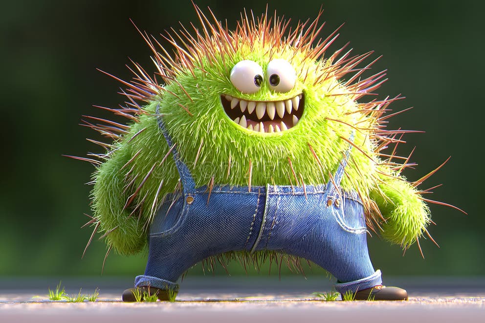 Playful Green Monster Design Stock Illustration - Illustration of ...