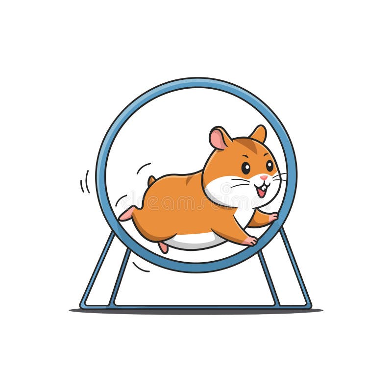 Playful Hamster Running on a Wheel in Flat Vector Art Stock Vector ...