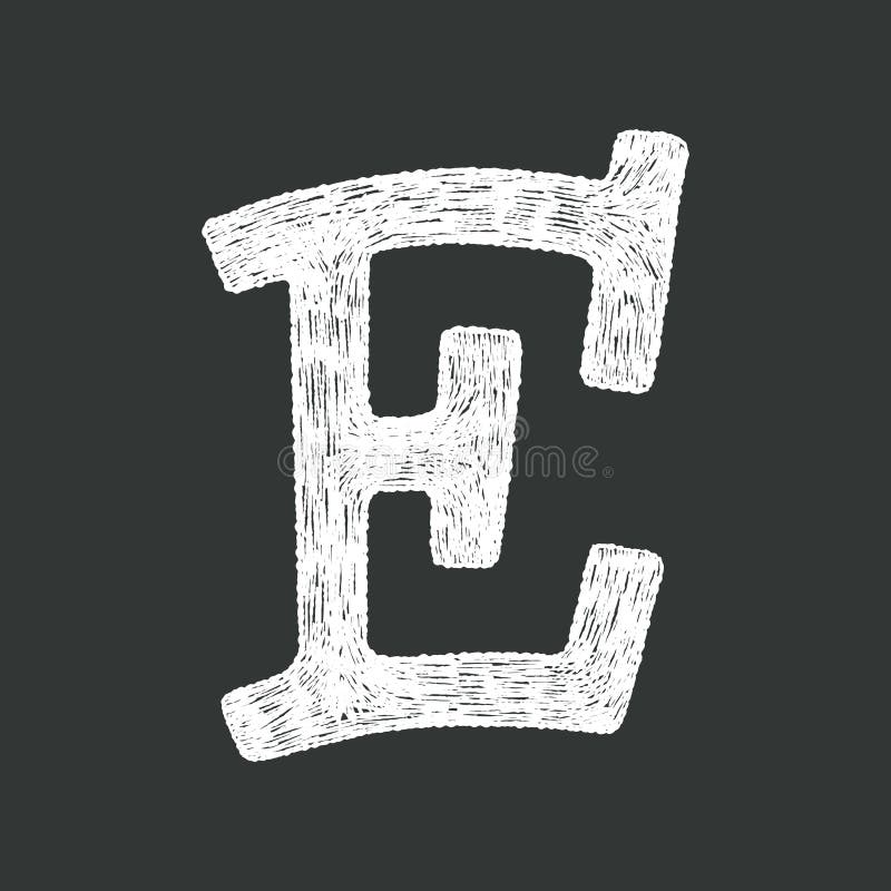 Playful Hand Drawn Chalk Textured Alphabet Letter E Stock Illustration ...