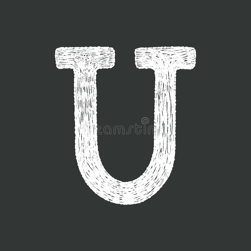 Playful Hand Drawn Chalk Textured Letter U Stock Illustration ...