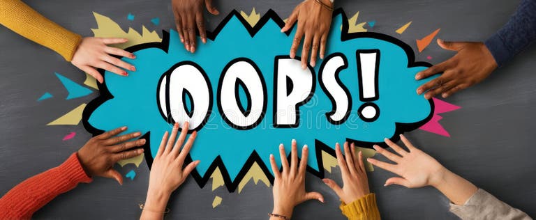 The Playful Hands Congregate Around the Bold Oops! Expression on a ...