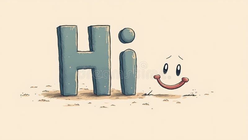 Playful Hi with Smiley Face in Bold Letters Stock Illustration ...