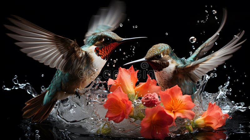 The hovering hummingbird. stock illustration. Illustration of flower ...