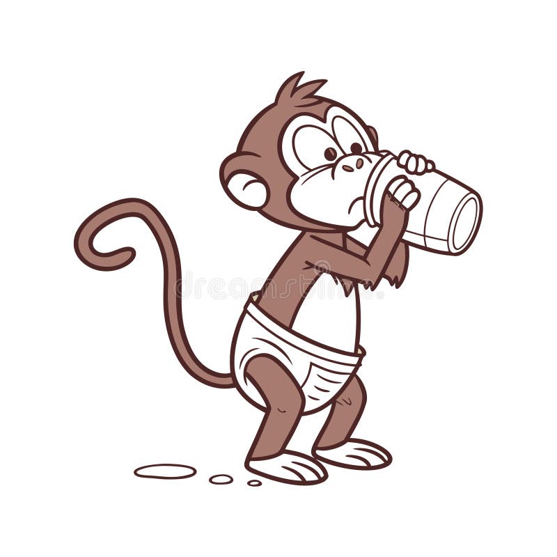 Monkey Drinking Water with Strain Stock Photo - Illustration of ...