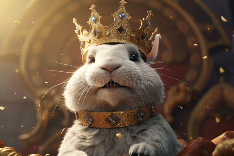 Playful Illustration of a Rabbit Wearing a Crown Stock Illustration ...