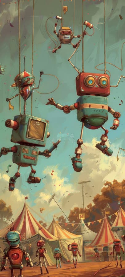 A Playful Illustration of Robots Staging a Circus Performance with ...
