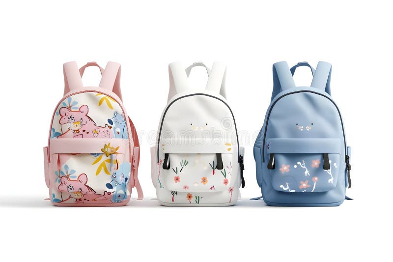 Colorful Cartoon Backpacks for Modern Kids Stock Illustration ...