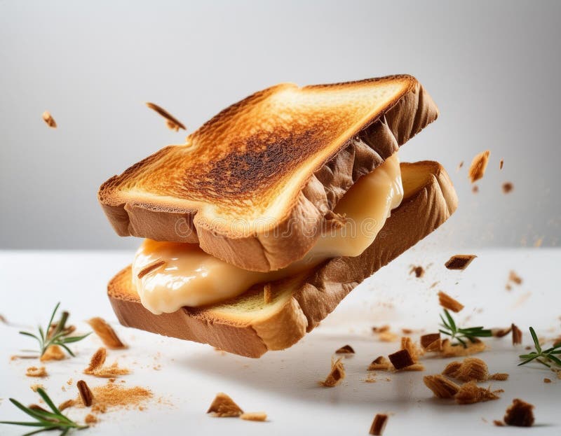 Floating Toast on White Surface Stock Illustration - Illustration of ...