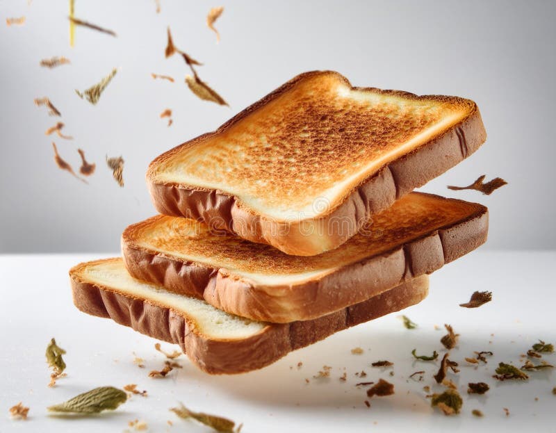 Floating Toast on White Surface Stock Illustration - Illustration of ...