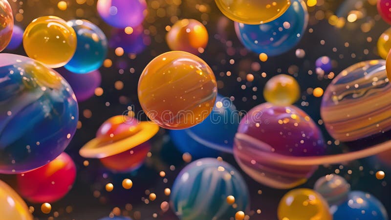 A Playful and Imaginative Scene of Brightly Colored Inflatable Planets ...