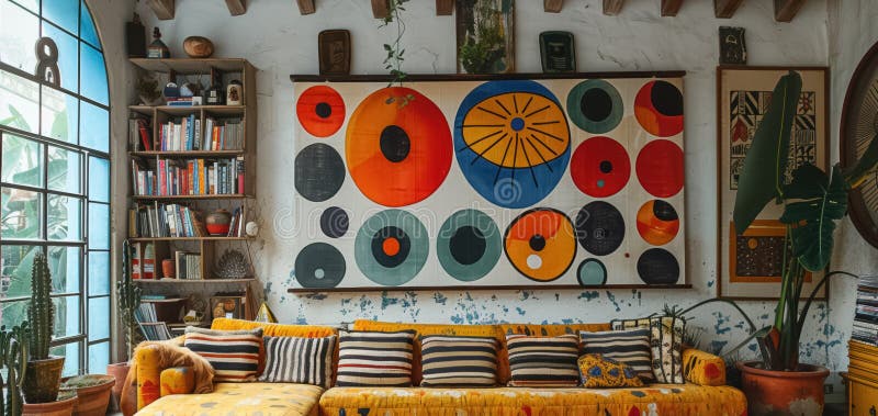 Playful Interior Design of a Living Room Stock Illustration ...