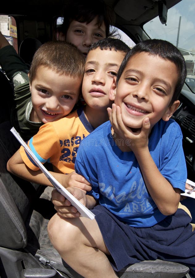Happy, Beautiful, Welcoming Children of Palestine. Editorial Stock ...