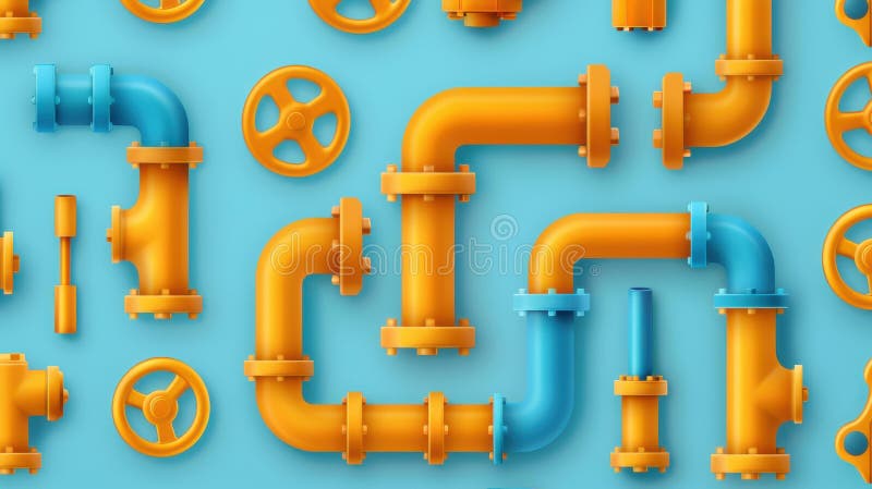 A Playful Isometric Cartoon Showing a Pipeline System in a Fun ...