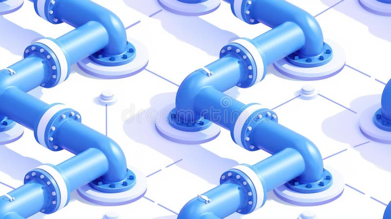 A Playful Isometric Cartoon Showing a Pipeline System in a Fun ...