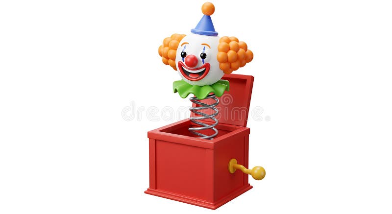Playful Jack-in-the-Box Clown: a Whimsical 3D Render Stock Illustration ...