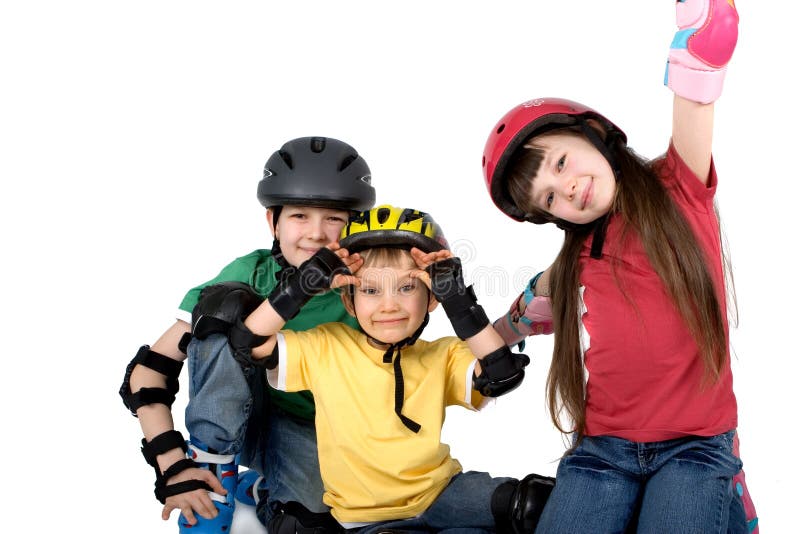 Kids in Safety Gear stock image. Image of guards, laughter - 2191517