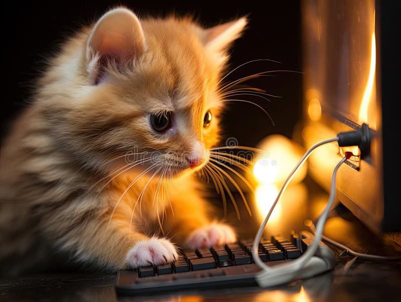 Kitten Surfing Mouse Camera Settings Stock Illustration - Illustration ...