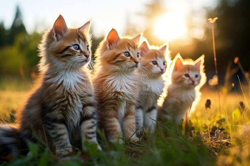 Playful Kittens. Cute Feline Companions Exploring. AI Generative Stock ...