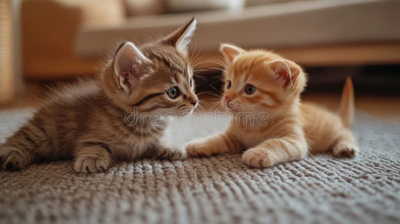 Playful Kittens Engaging in Interactive Activities Stock Image - Image ...