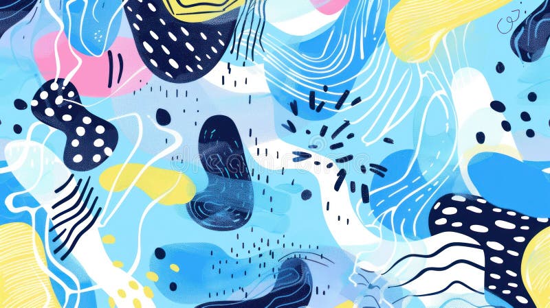Playful Light Blue Shapes with Abstract Patterns and Bright Accents ...