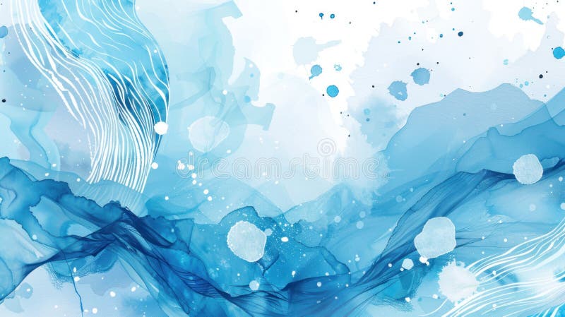 Playful Light Blue Watercolor Blends with Abstract Patterns and Soft ...