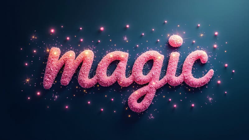 Playful Magic Word in Elegant Script with Glittery Dots and Swirls ...