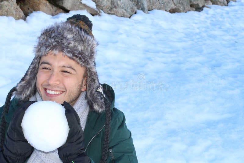 Playful Male about To Throw a Snowball Stock Image - Image of fight ...