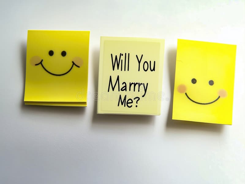 Playful Marriage Proposal Using Sticky Notes with Smiley Faces on a ...