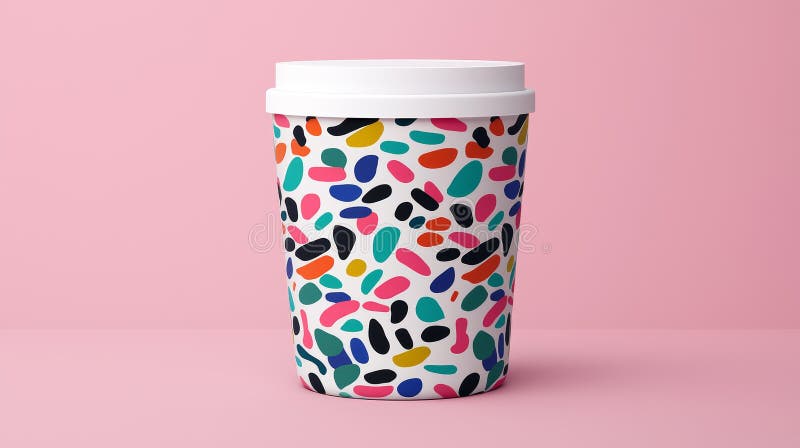 Playful Snack Packaging Mockup with Colorful Patterns on a Stylish Cup ...