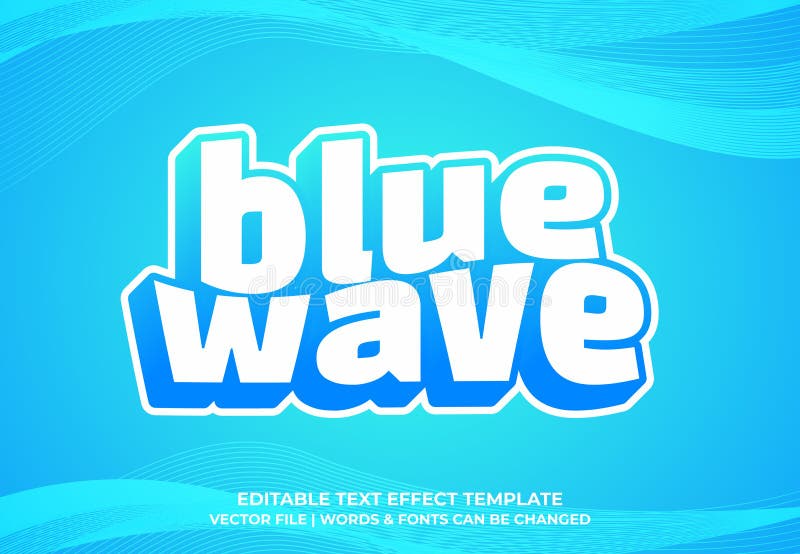 Blue Wave Editable Text Effect Template Stock Illustration ...