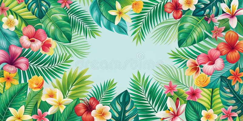 Playful Modern Tropical Flower Pattern AI-Created Content Stock ...