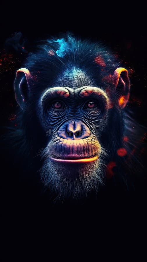 Playful Monkey Collage on Dark Background AI Generated Stock ...