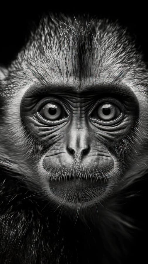 Playful Monkey on a Dark Background AI Generated Stock Illustration ...